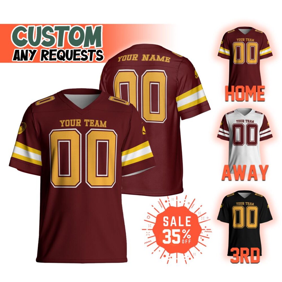 Custom Team Commander Football Jersey Collection, Personalized Name ...
