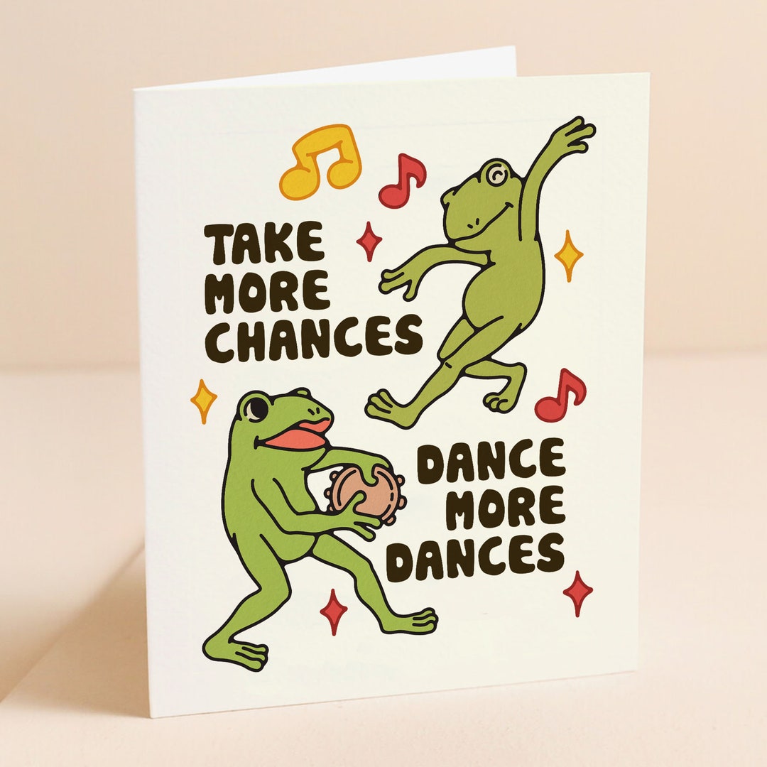 Dancing Frogs Greeting Card, Take More Chances Frogs Card, Dance More ...