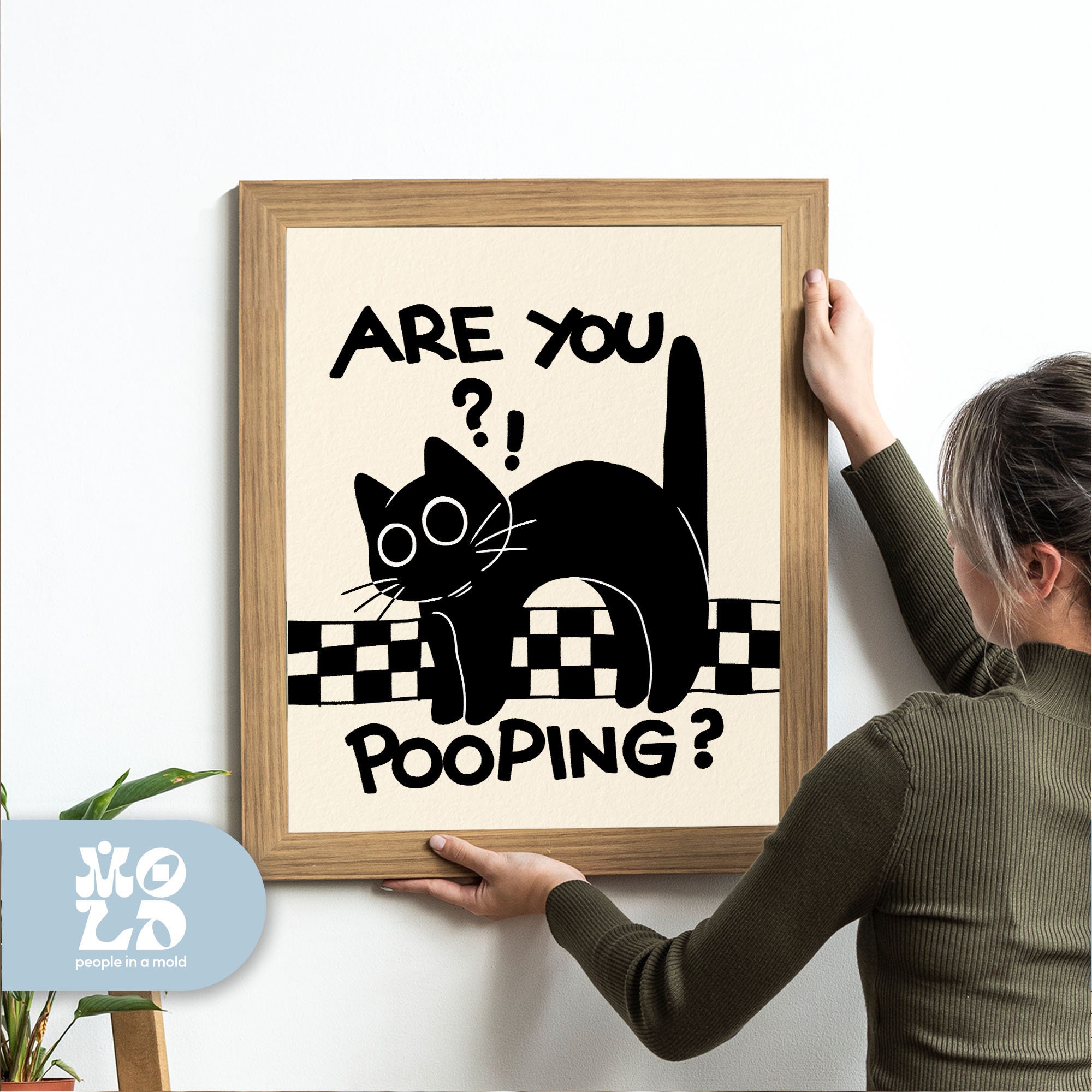 Pooping Cat Poster, Christmas Gift, Cute Pooping Cat Home Decor, Funny ...
