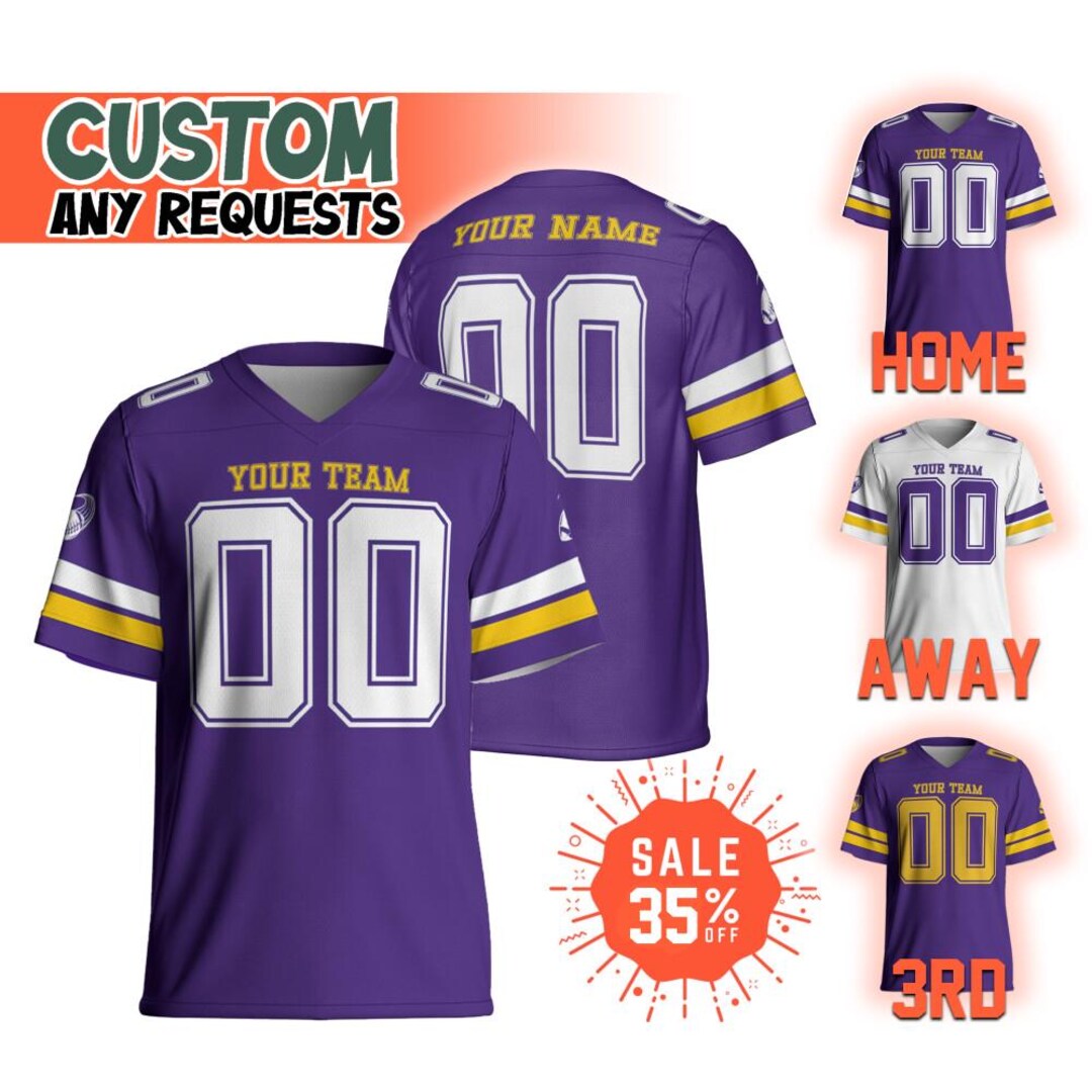 Custom Football Jersey Men Women Youth Team Viking Collection, Football ...