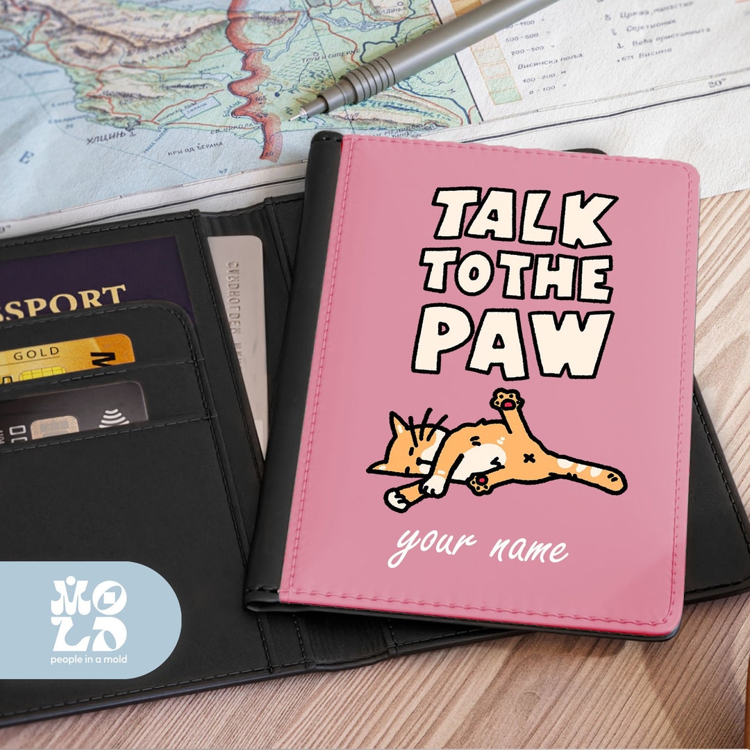 Talk to the Paw Passport Cover, Custom Passport Cover, Custom Name Gift ...
