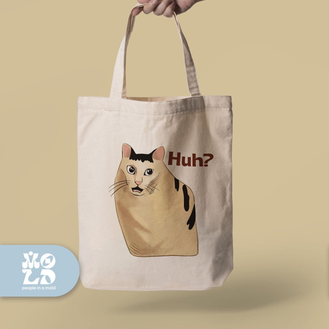 Huh Cat Meme Tote Bag, Gift for Besties, Lover, Friends, Cute Cat ...
