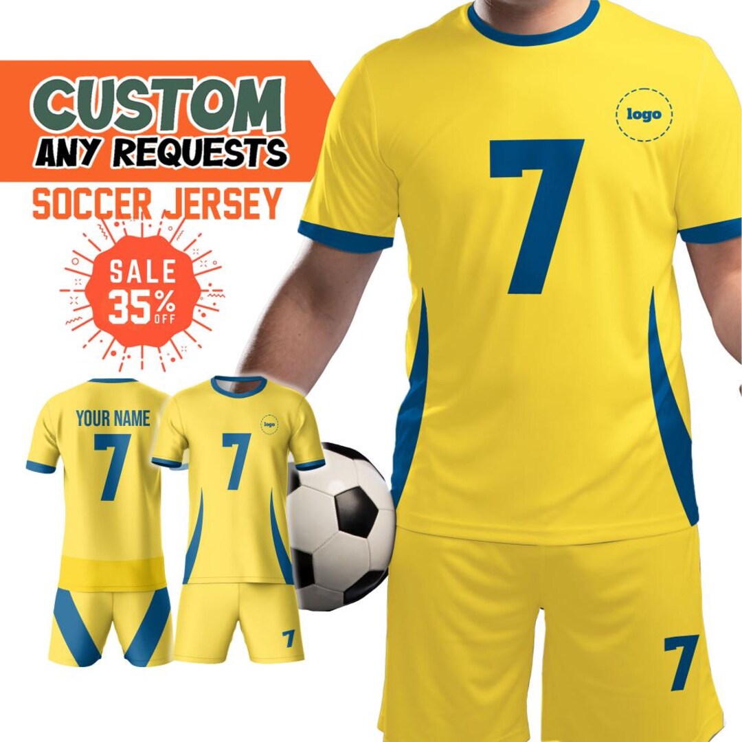 Personalized Soccer Jersey Yellow Jersey Al Nassr, Custom Football ...