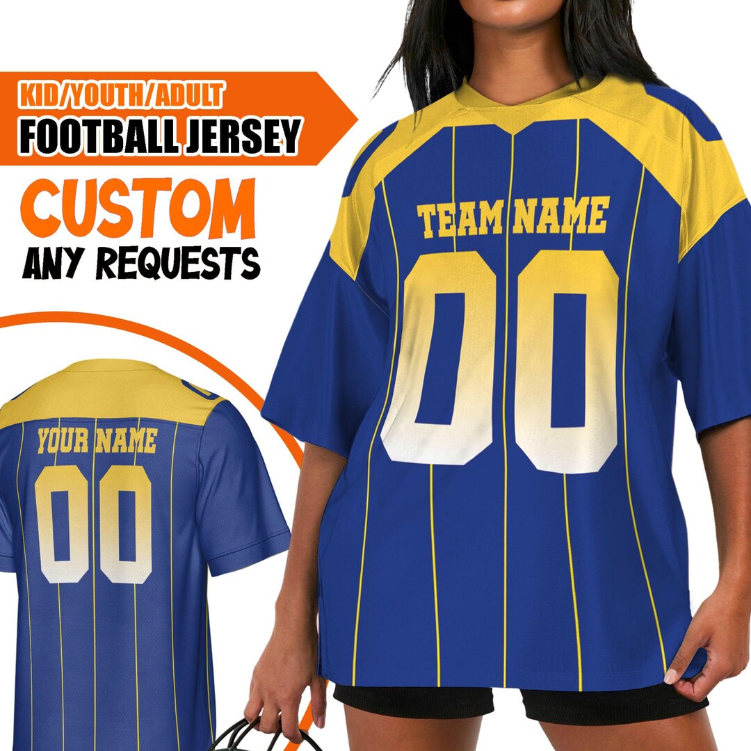 Personalized Famous Team Raider Football Thin Stripes Blue and Yellow ...