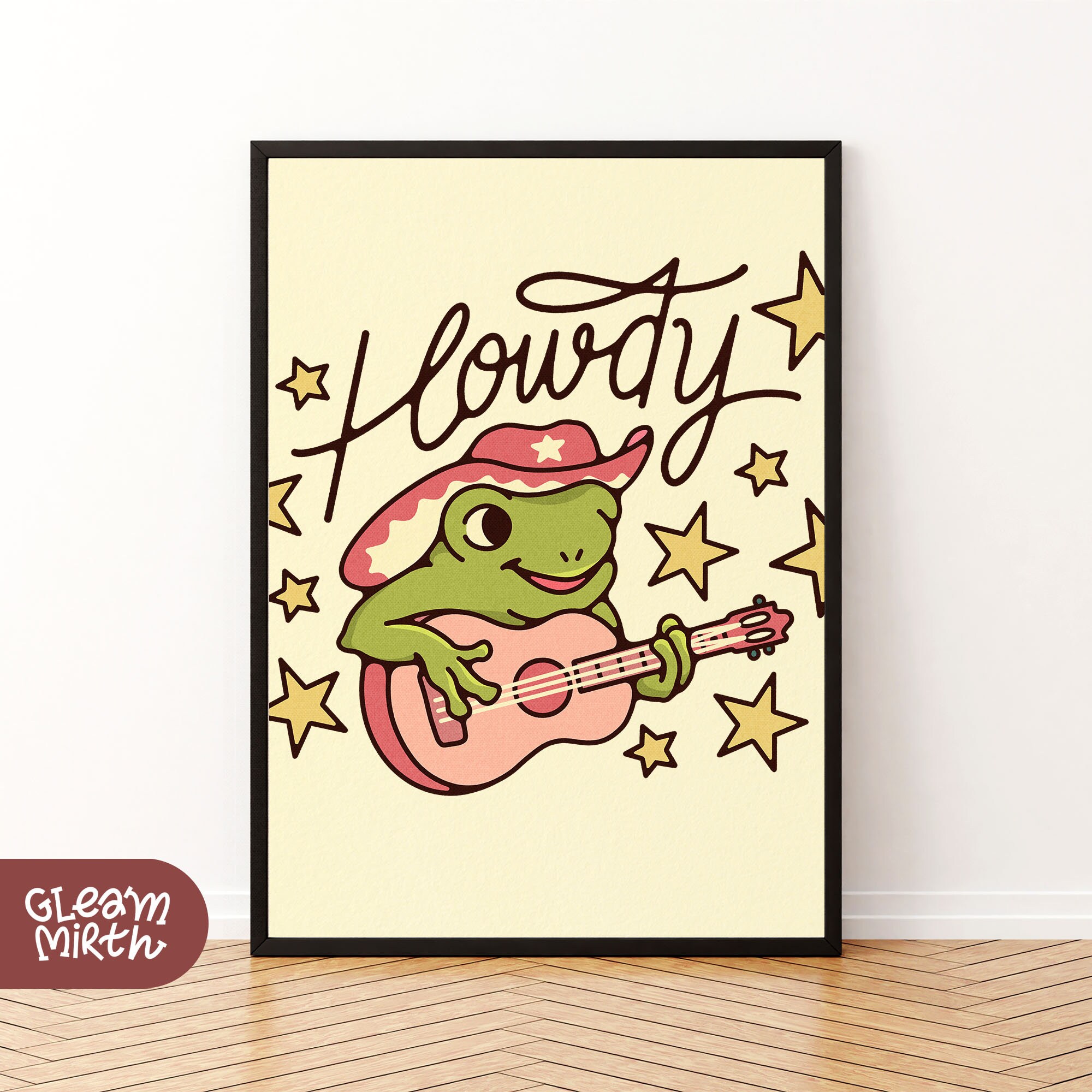 Howdy Art Print, Howdy Retro Cowboy Frog Art, Frog Gift Idea, Cute Frog ...