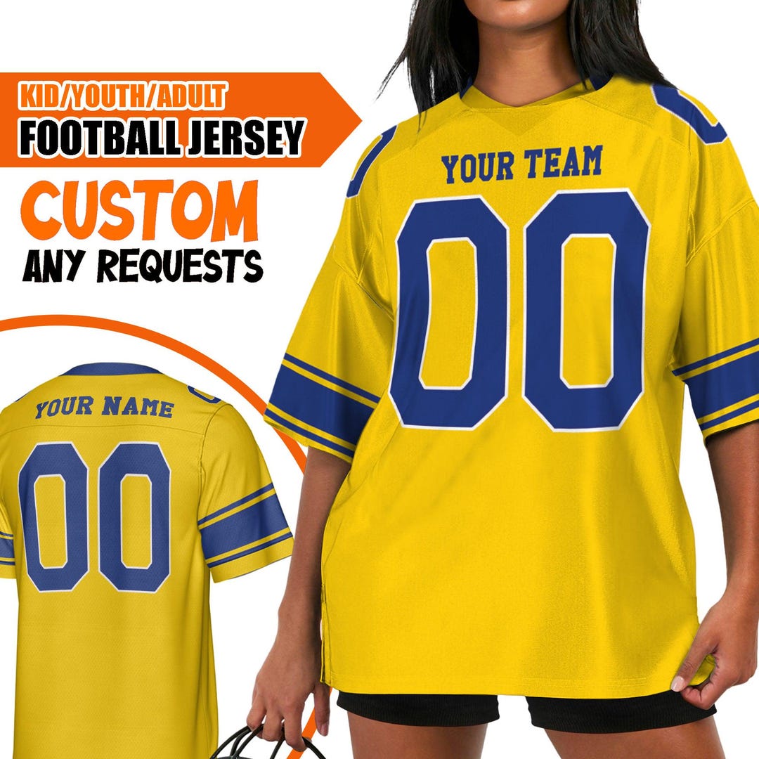 Custom Famous Team Super Star Ram Sport Yellow Football I3, Jersey ...