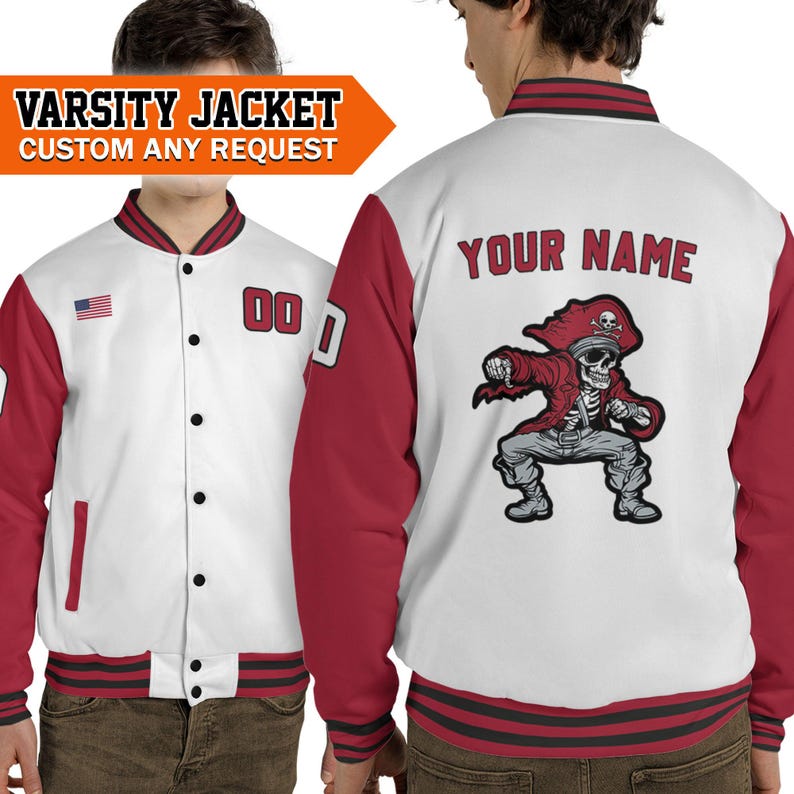 Personalized Red & Black TP Football Team I2 Varsity Jacket ...