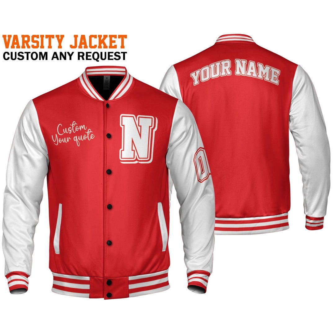 Custom Nostalgia Quote College Basic Red and White Varsity I3, Custom ...