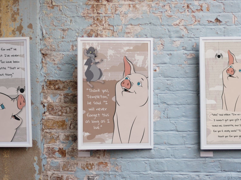 Charlotte's Web Set of 3 Scalable Posters for the Classroom, Instant ...