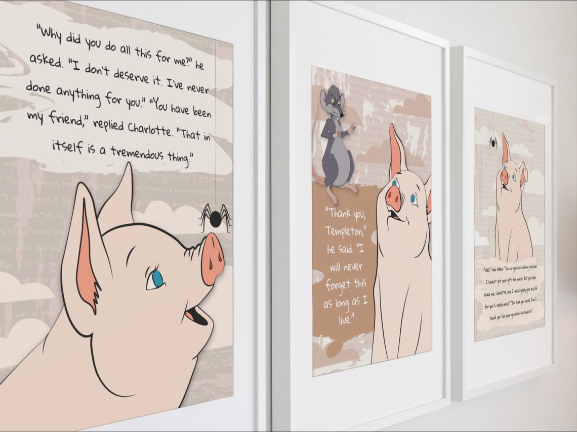 Charlotte's Web Set of 3 Scalable Posters for the Classroom, Instant ...