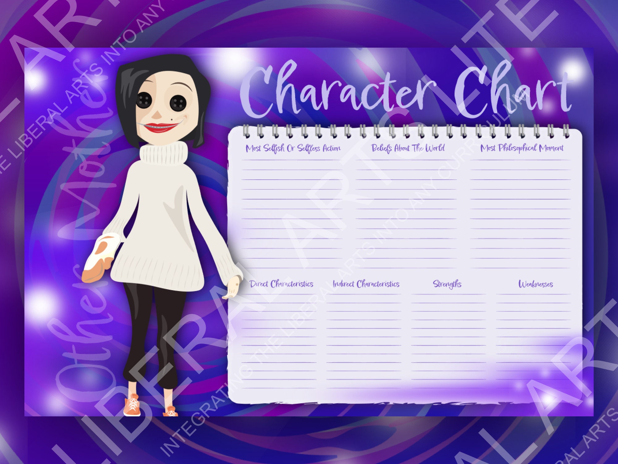 Coraline Character Charts & Hero Journey for Reading Comprehension ...