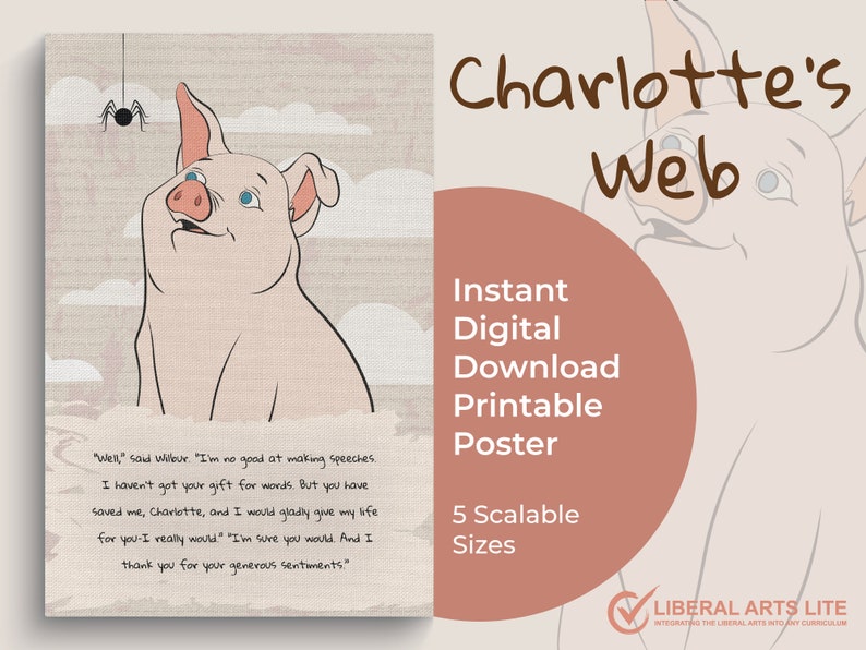 Charlotte's Web Digital Download Printable Poster, Charlotte's Web ...
