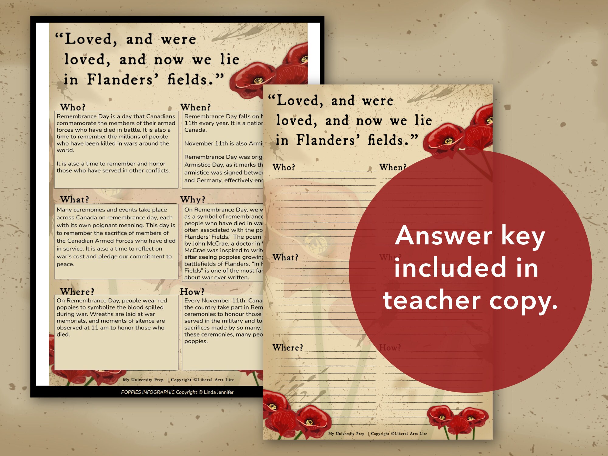 Remembrance Day Printable and Online Worksheet With Poppy PNG and JPEG ...