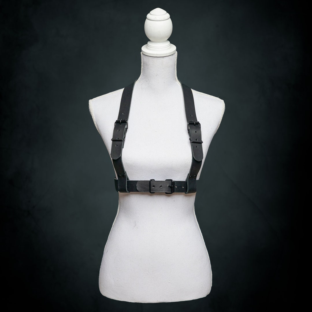 Genuine Leather Belt Chest Harness Black - Etsy
