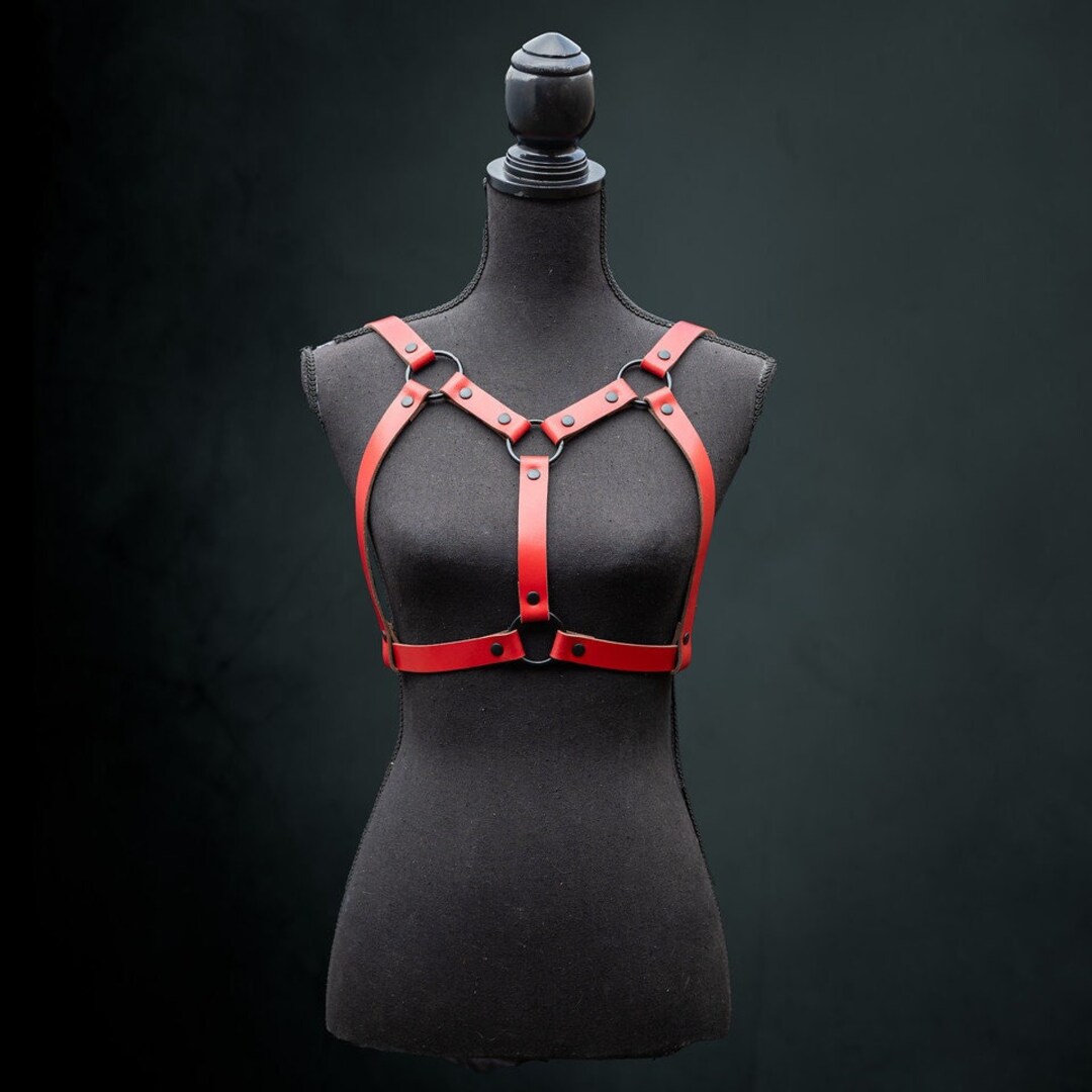 Handmade Red Leather Chest Harness Versatile Statement Piece LIMITED ...
