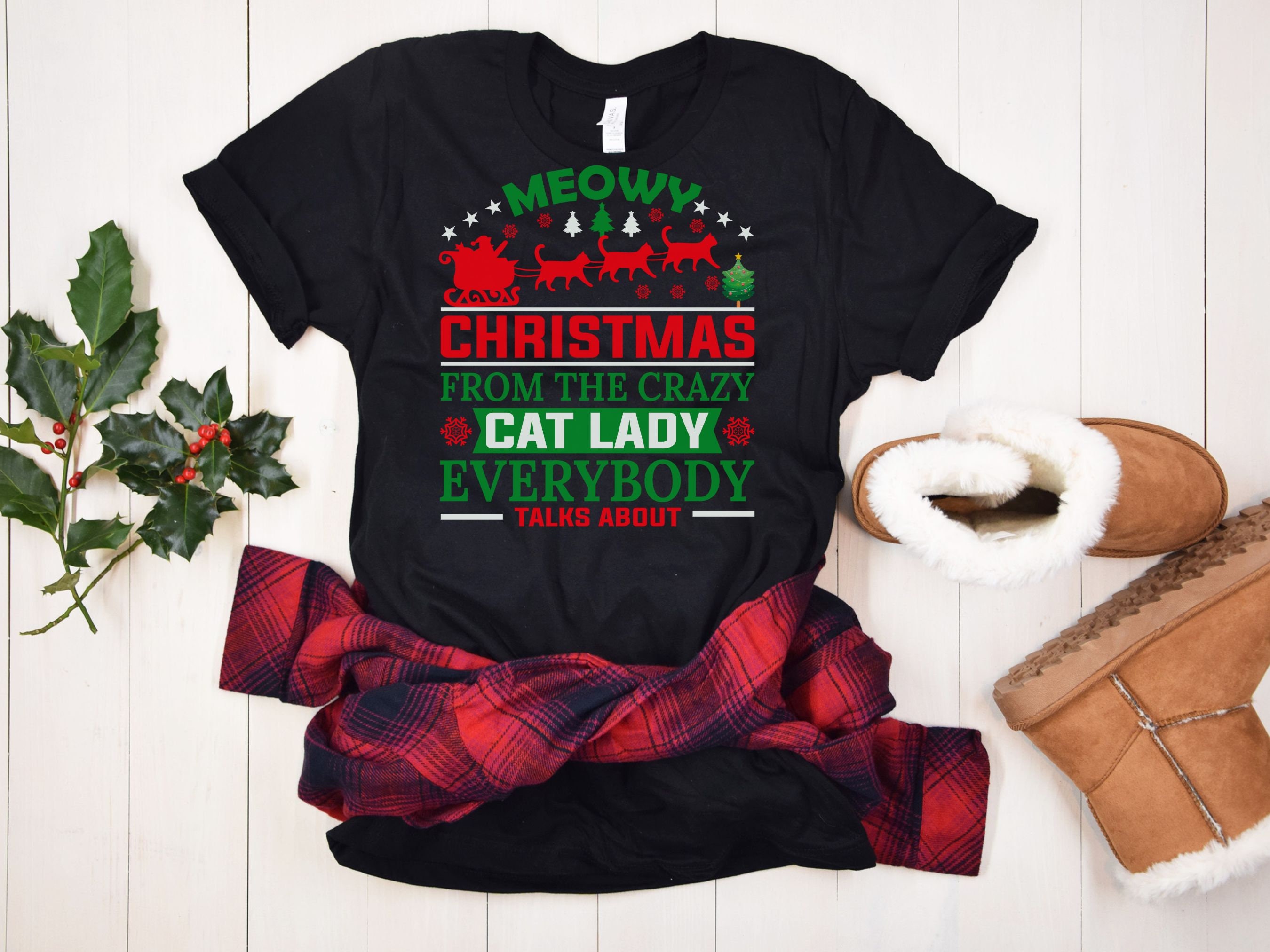 Meowy Christmas Shirt, Cat Christmas Shirt, Merry Christmas Cat Shirt ...