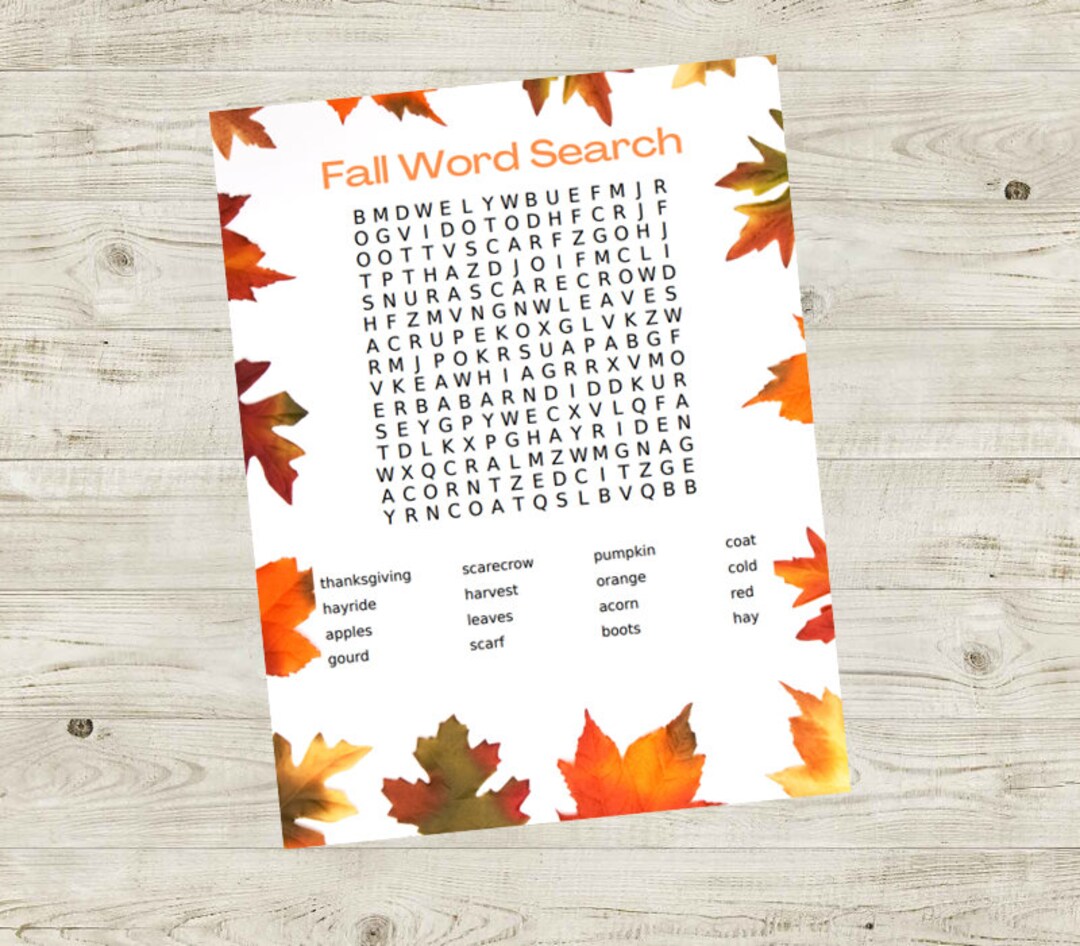Fall Word Search | Fall Activity | Fall Worksheet for Kids | Fall ...