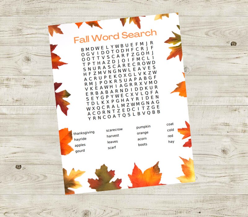 Fall Word Search | Fall Activity | Fall Worksheet for Kids | Fall ...