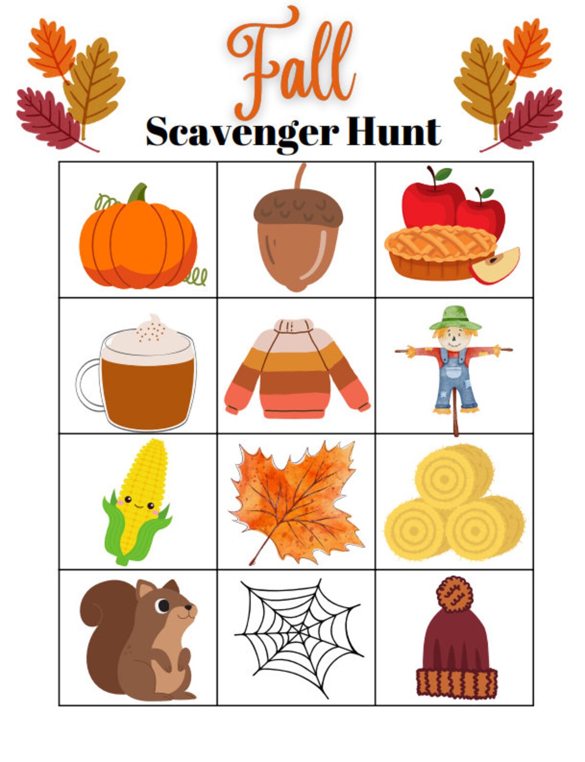 Fall Scavenger Hunt for Kids | Fall Activities | Fall Classroom ...