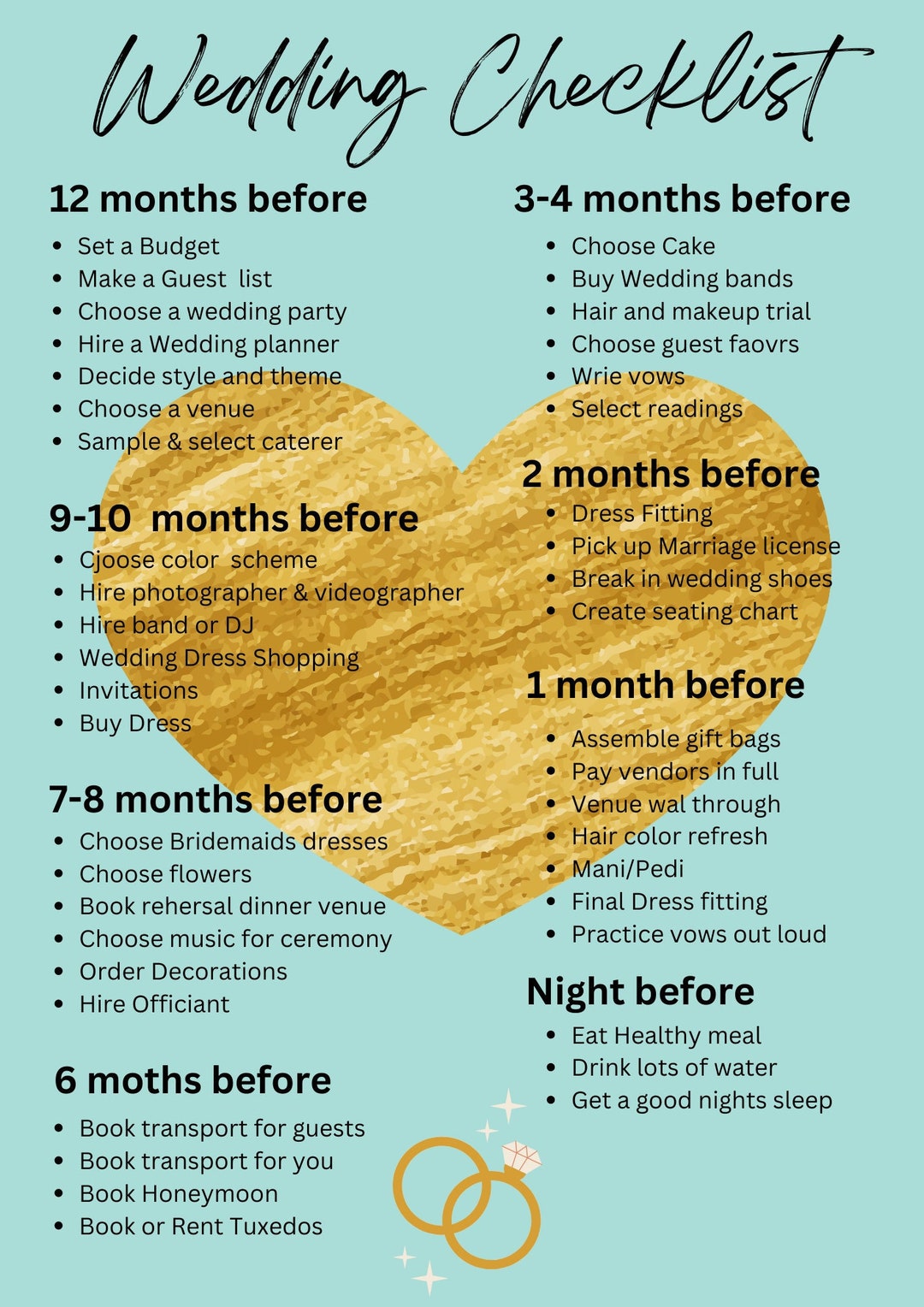 Wedding Checklist - Etsy