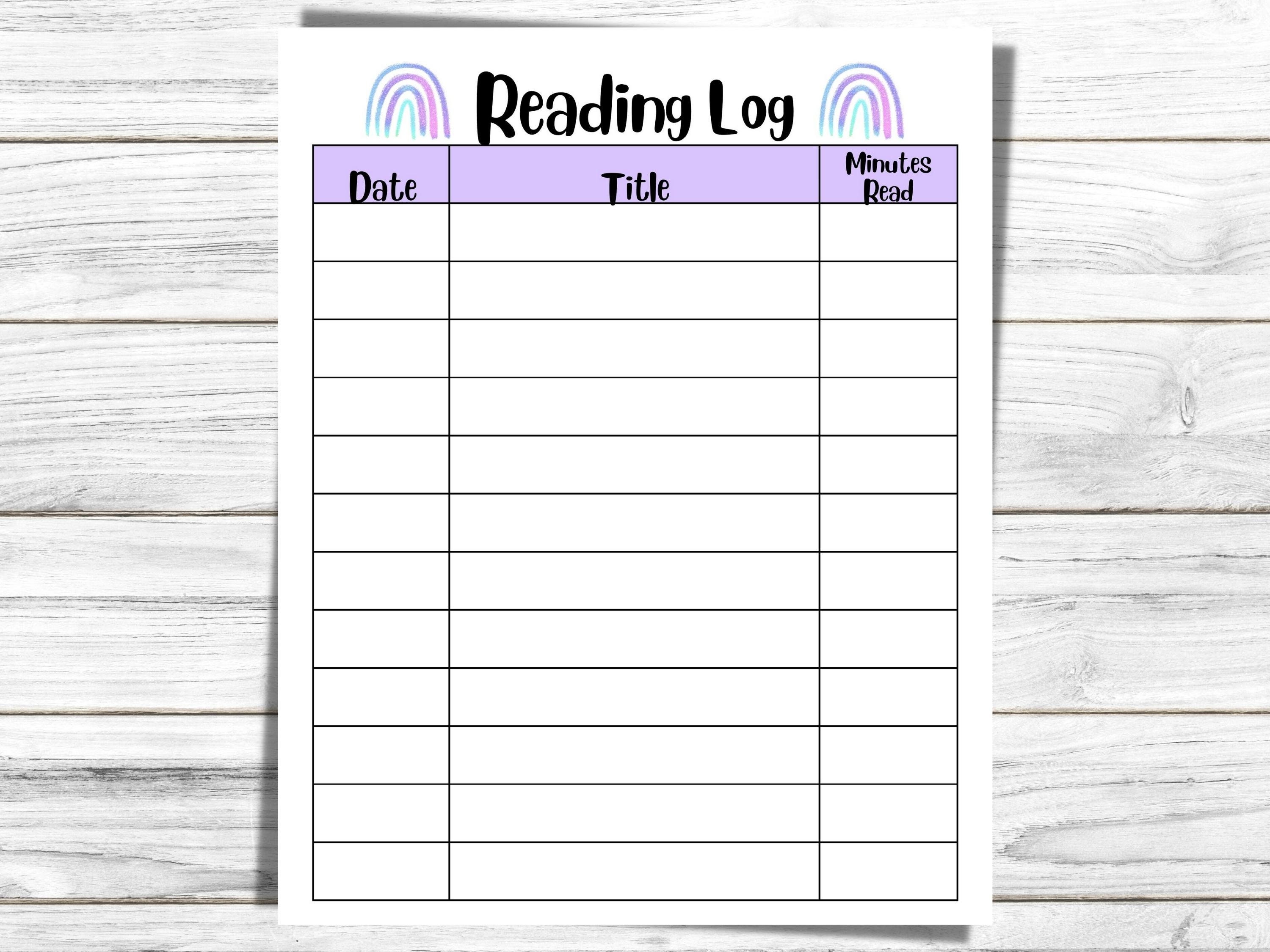 Rainbow Reading Log, Kids Reading Log, Reading Printables, Reading ...