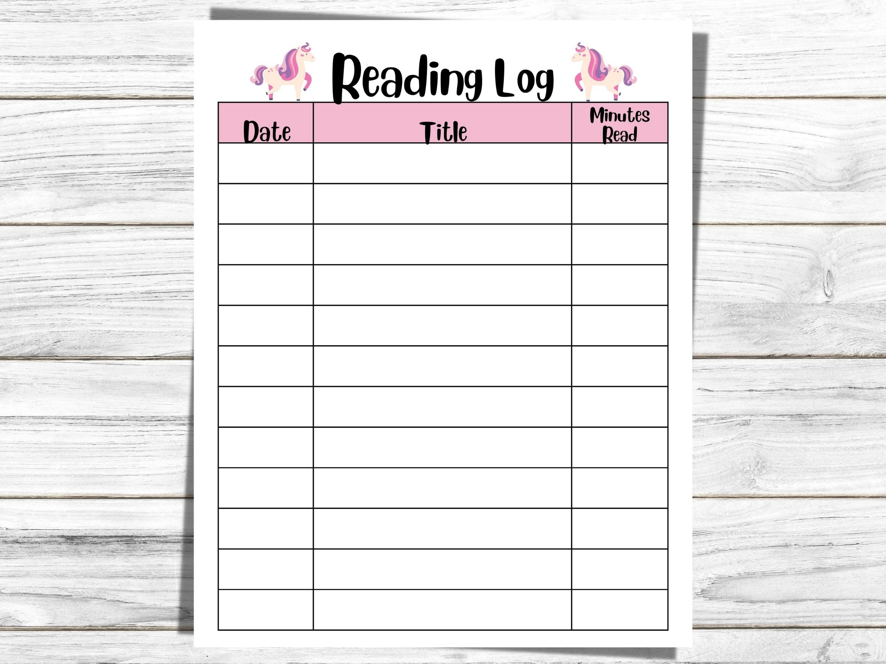 Unicorn Reading Log, Kids Reading Log, Book Tracker for Kids, Reading ...