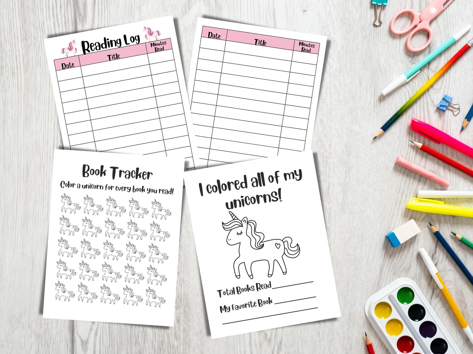 Unicorn Reading Log, Kids Reading Log, Book Tracker for Kids, Reading ...