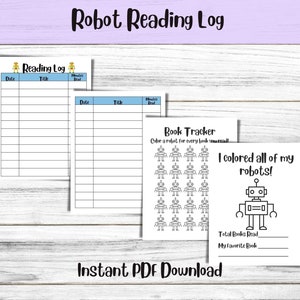 Robot Reading Log, Kids Reading Log, Reading Printables, Reading ...