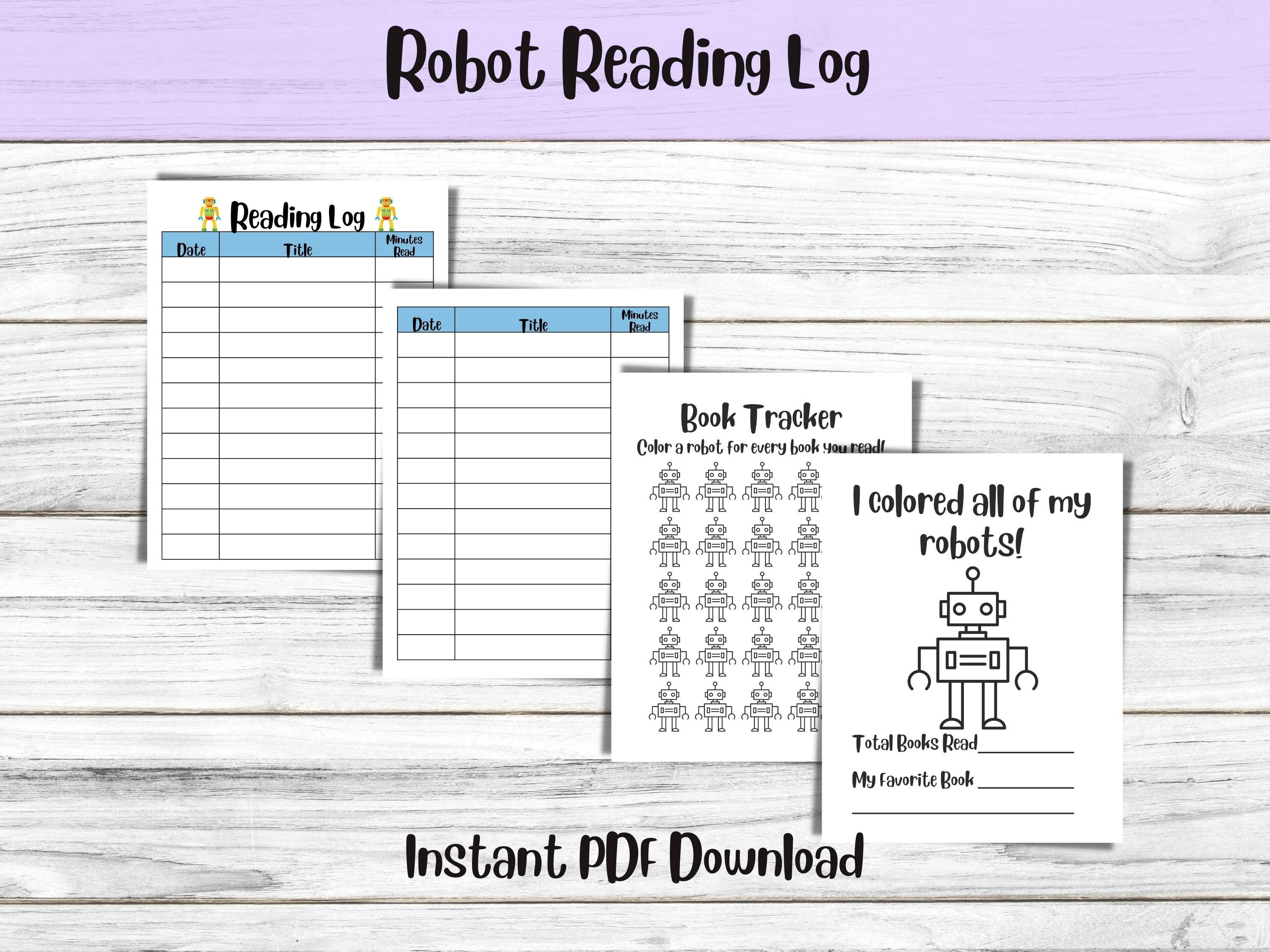 Robot Reading Log Kids Reading Log Reading Printables - Etsy