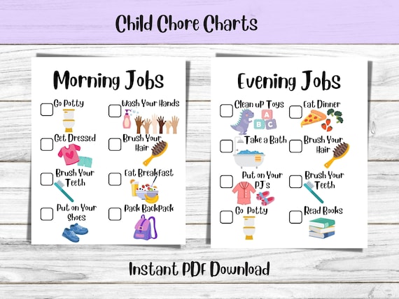 Chore Chart Kids Chore List Chore List for Kids Chore - Etsy