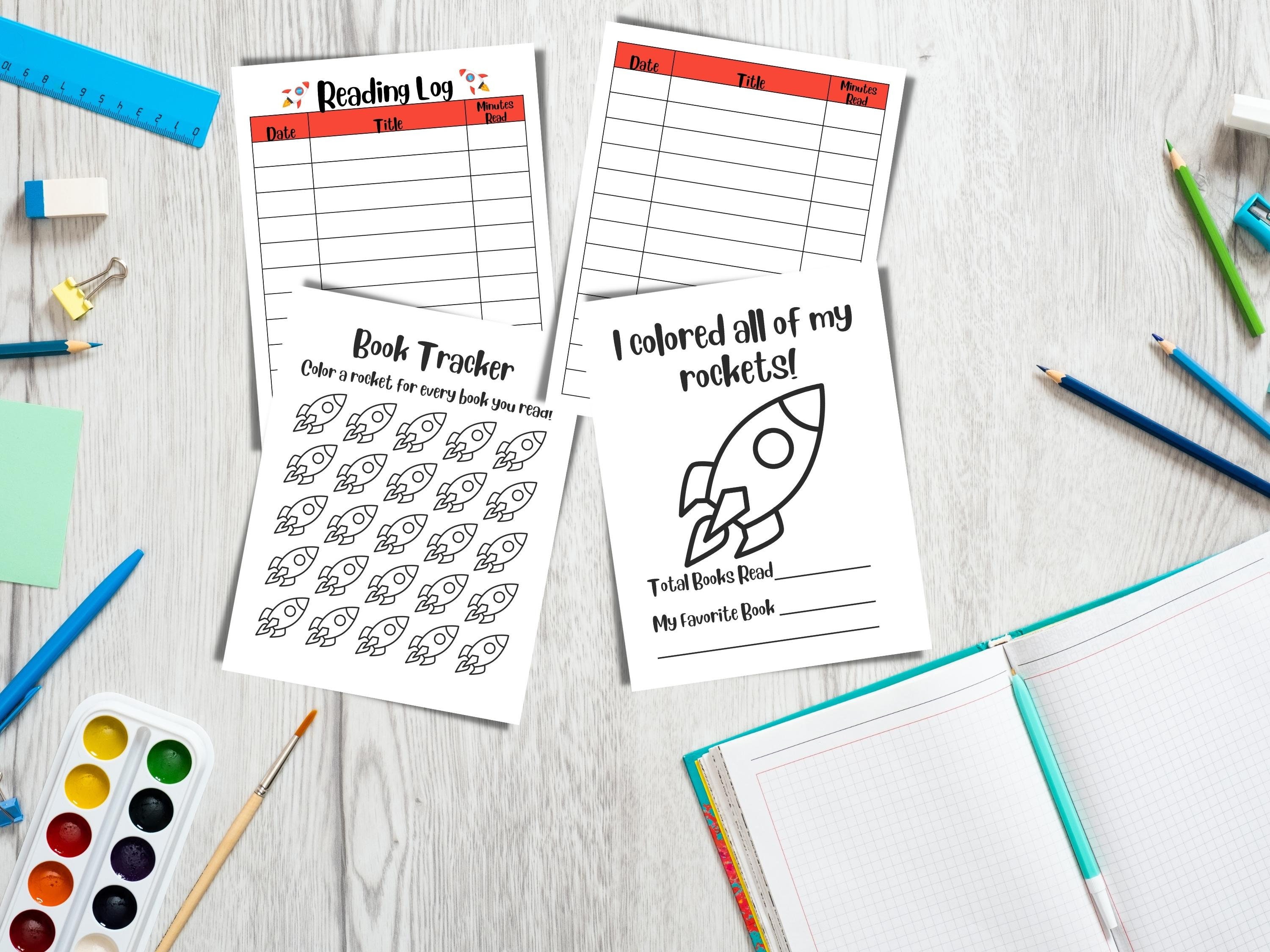 Rocket Reading Log, Kids Reading Log, Book Tracker for Kids, Reading ...