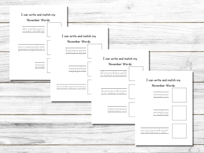 November Words Printable Teacher Printable Thanksgiving - Etsy