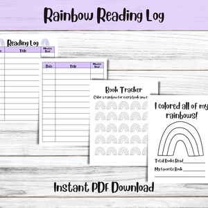 Rainbow Reading Log, Kids Reading Log, Reading Printables, Reading ...