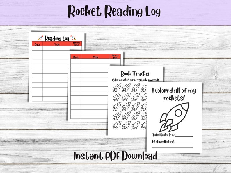 Rocket Reading Log, Kids Reading Log, Book Tracker for Kids, Reading ...