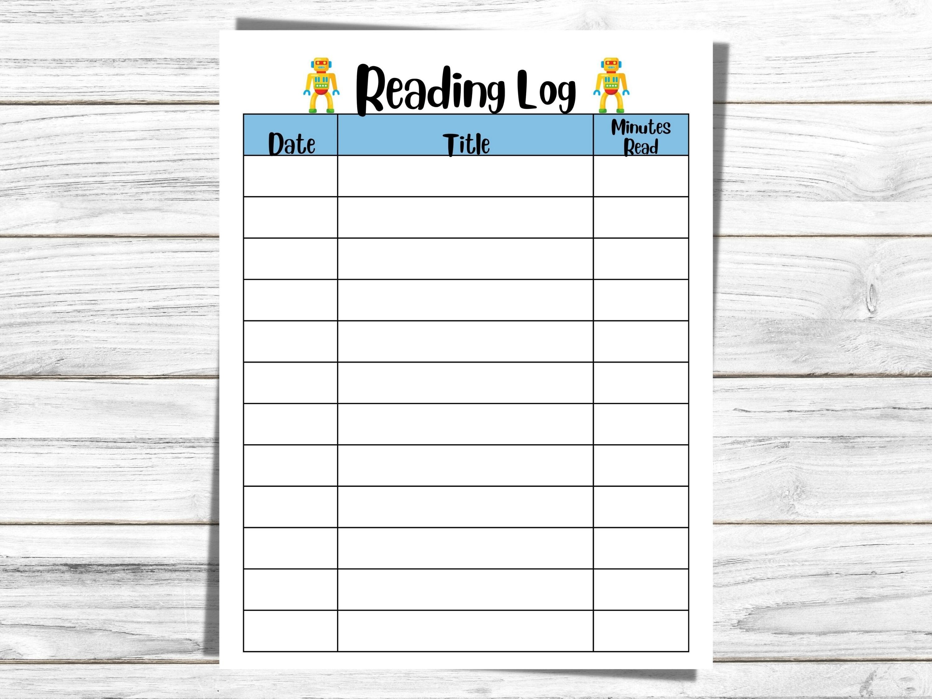 Robot Reading Log Kids Reading Log Reading Printables - Etsy