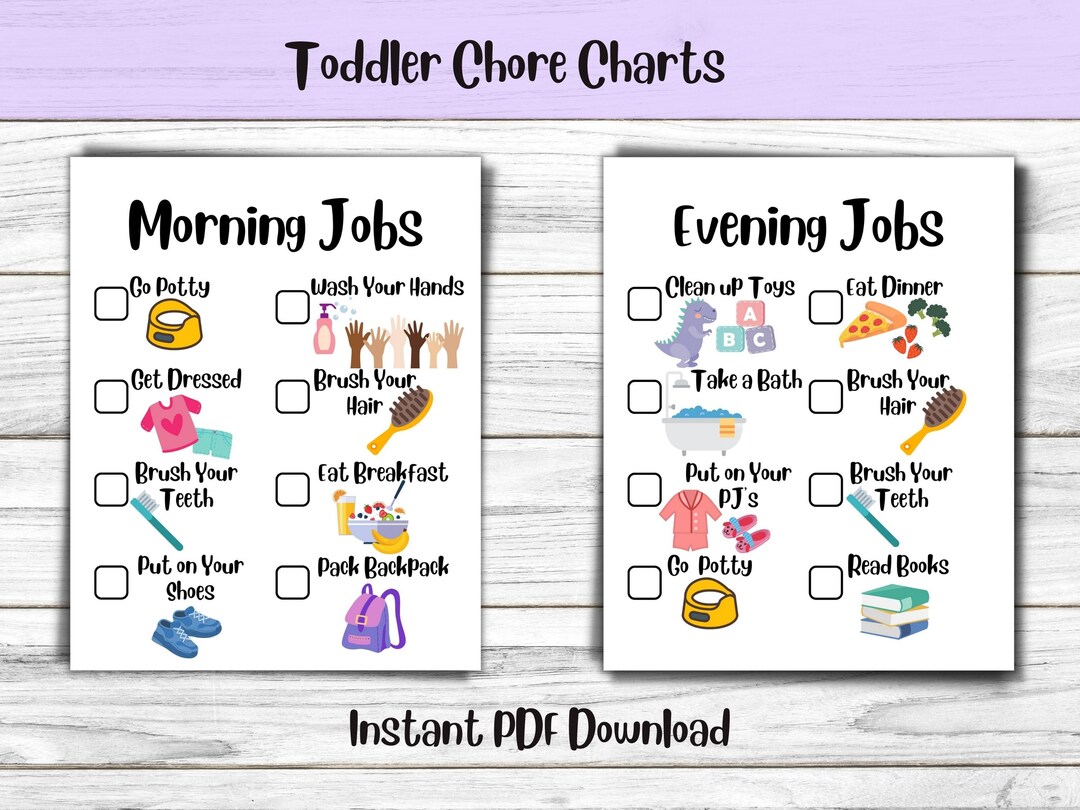 Toddler Chore Chart, Picture Chore Chart, Chore Chart, Chore List ...