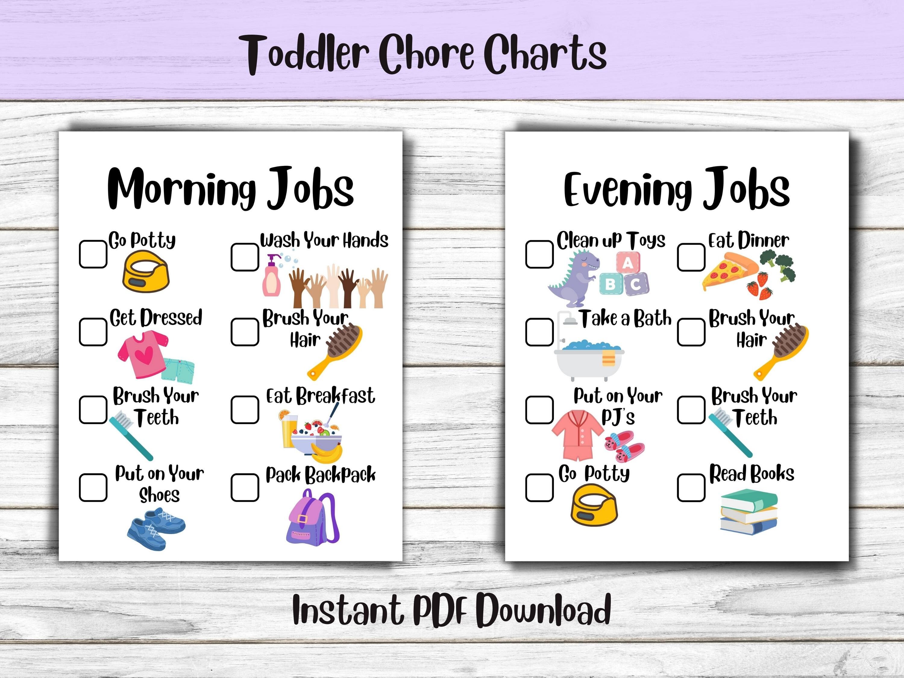 Toddler Chore Chart, Picture Chore Chart, Chore Chart, Chore List ...