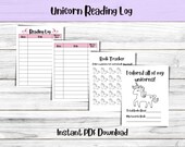 Unicorn Reading Log Kids Reading Log Book Tracker for Kids - Etsy