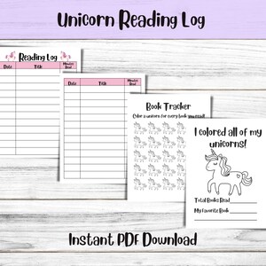 Unicorn Reading Log, Kids Reading Log, Book Tracker for Kids, Reading ...