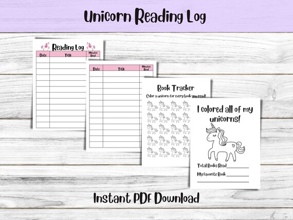 Unicorn Reading Log Kids Reading Log Book Tracker for Kids - Etsy