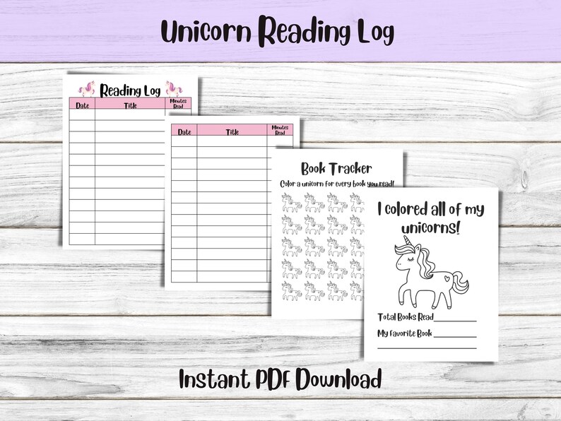 Unicorn Reading Log, Kids Reading Log, Book Tracker for Kids, Reading ...