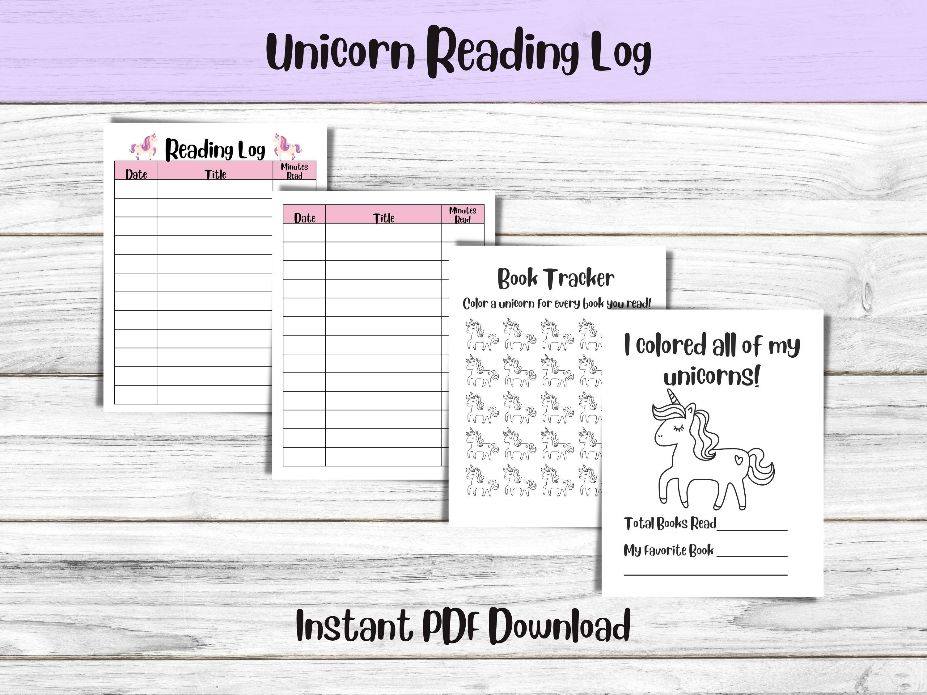 Unicorn Reading Log, Kids Reading Log, Book Tracker for Kids, Reading ...