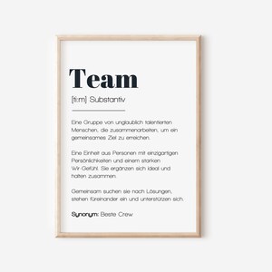 Team Geschenk Poster "Team" A4 | Büro Deko Bild | Kollegen Geschenk ...