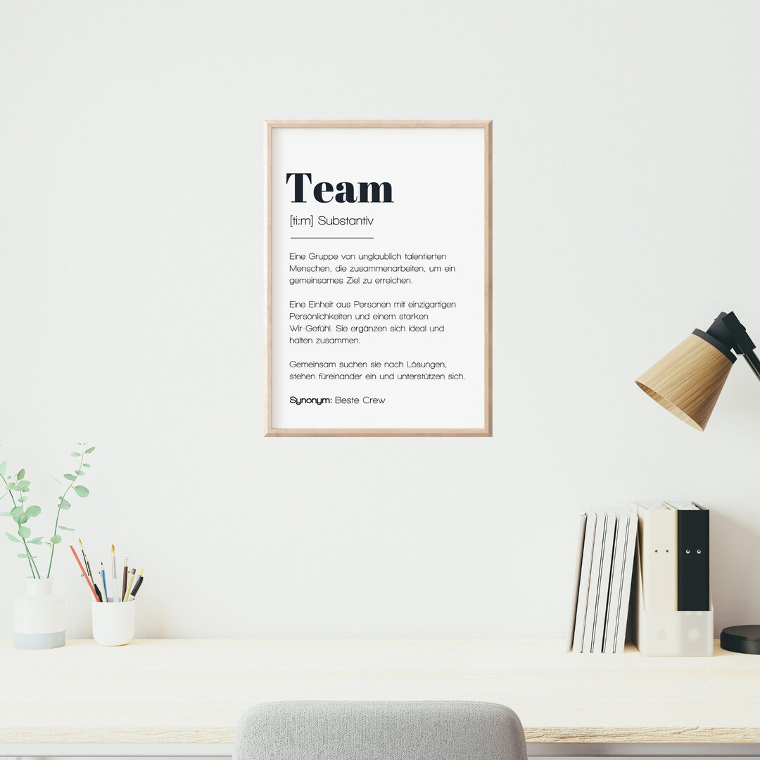Team Geschenk Poster "Team" A4 | Büro Deko Bild | Kollegen Geschenk | Abschiedsgeschenk Kollege ...