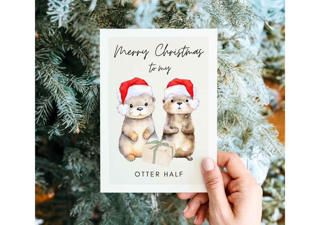 Cute Otter Christmas Card, Funny Christmas Card, Christmas Gift Partner ...