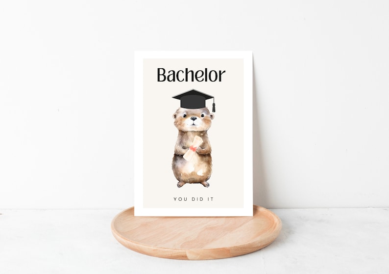 Bachelor 2026 Congratulations Card Cute Otter Card, Bachelor Graduation ...