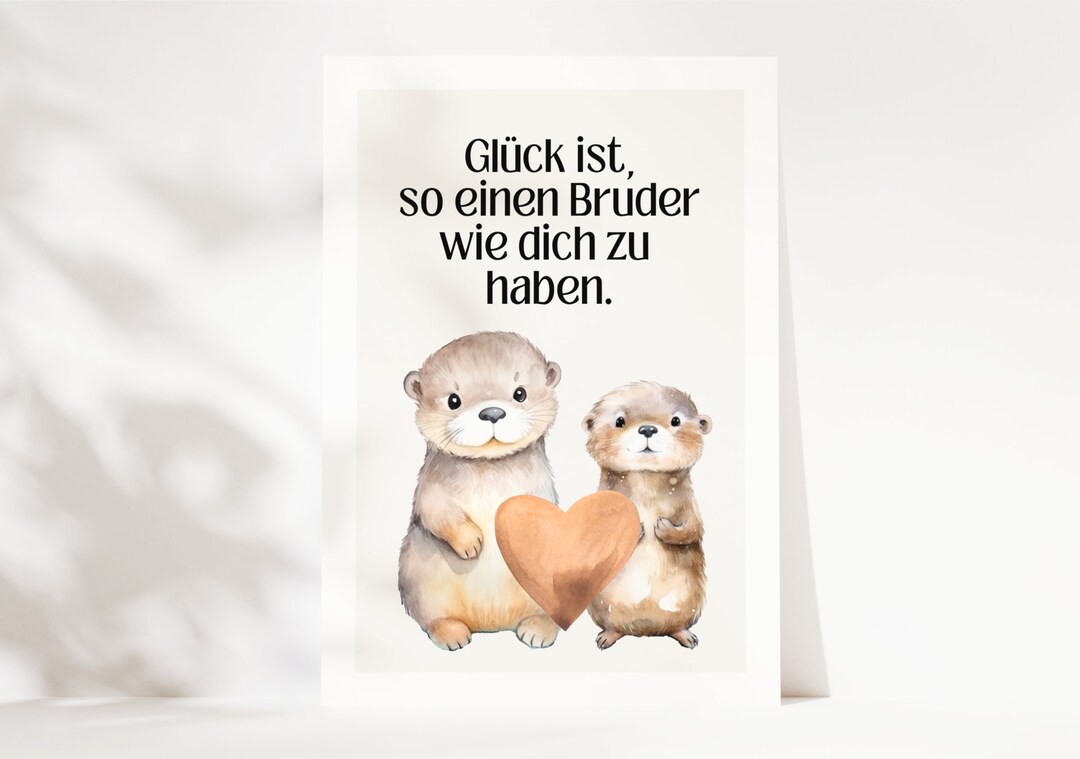 Brother Gift Cute Otter Card, Best Brother, Brother Birthday, Brother ...