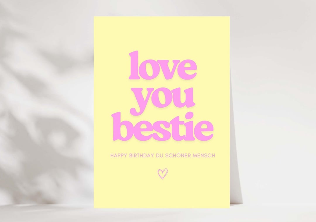 Postcard LOVE YOU BESTIE Including Envelope as Desired, Best Friend ...