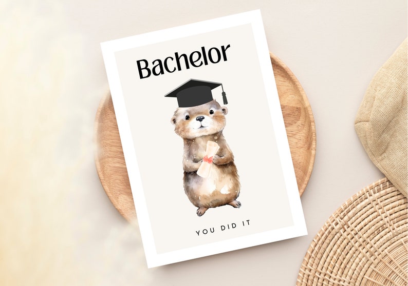 Bachelor Congratulations Card Cute Otter Card, Bachelor Degree ...