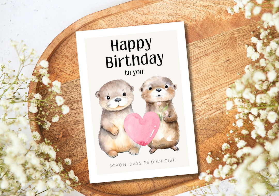 Otter Birthday Card, Otter Card for Birthday, Happy Birthday Card for ...